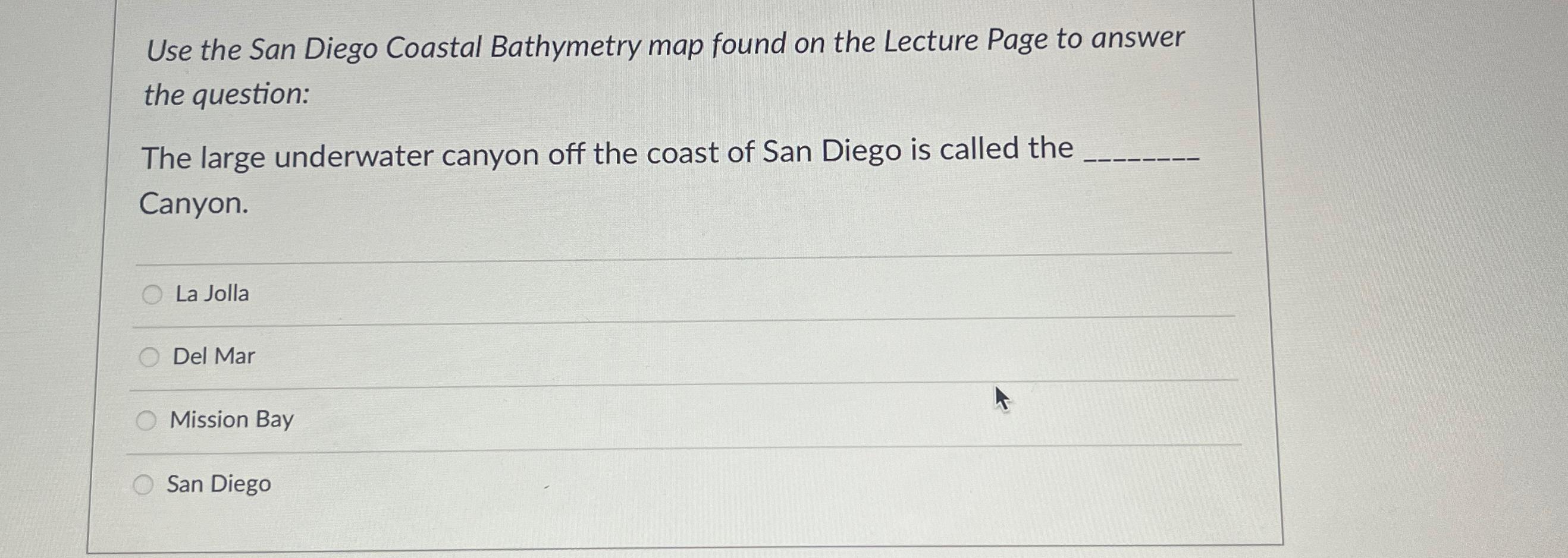 Solved Use the San Diego Coastal Bathymetry map found on the | Chegg.com