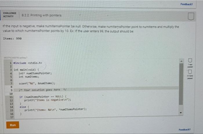 Solved Feedback CHALLENGE ACTIVITY 822: Printing with | Chegg.com