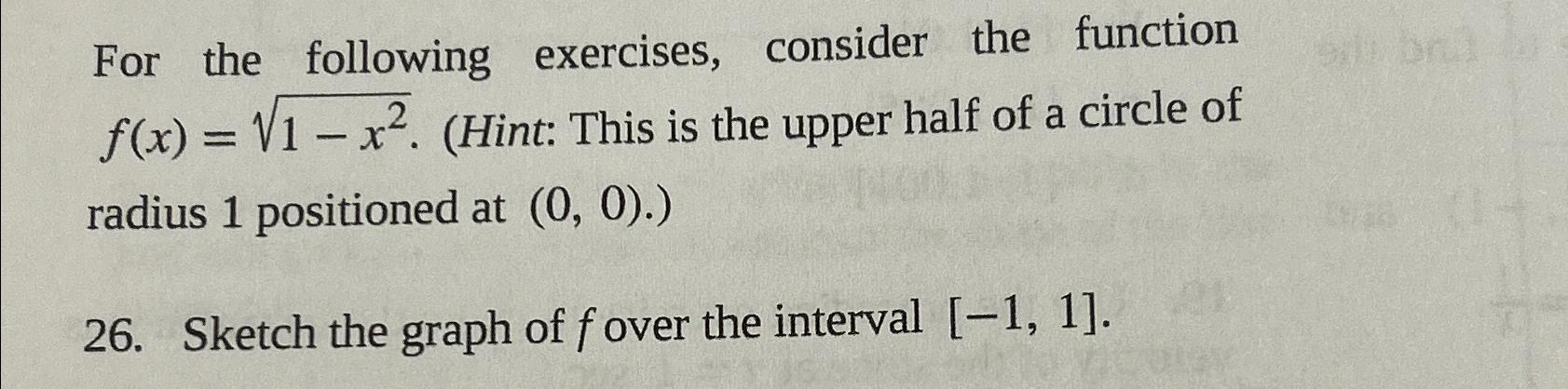 Solved For the following exercises, consider the function | Chegg.com