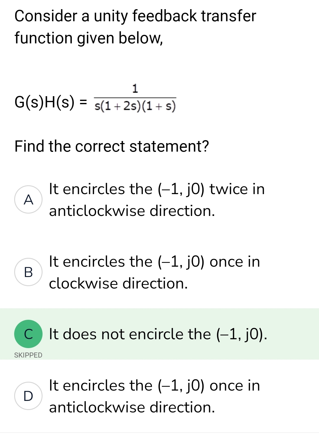 Solved Consider a unity feedback transfer function given | Chegg.com