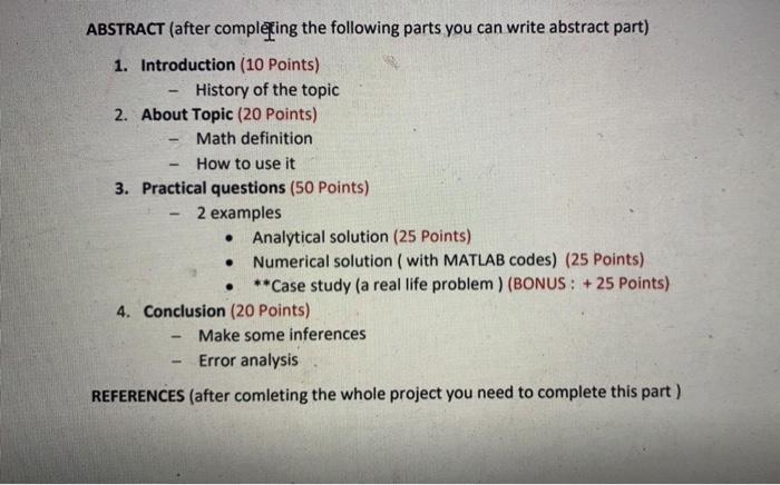 Solved ABSTRACT (after completing the following parts you | Chegg.com