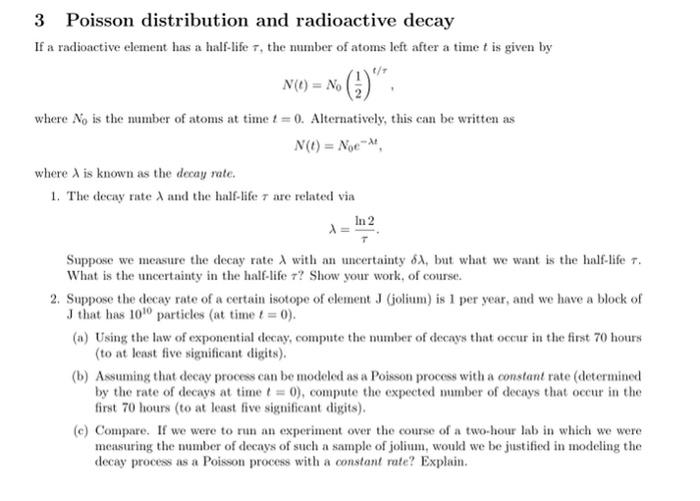 Solved 3 Poisson distribution and radioactive decay If a | Chegg.com