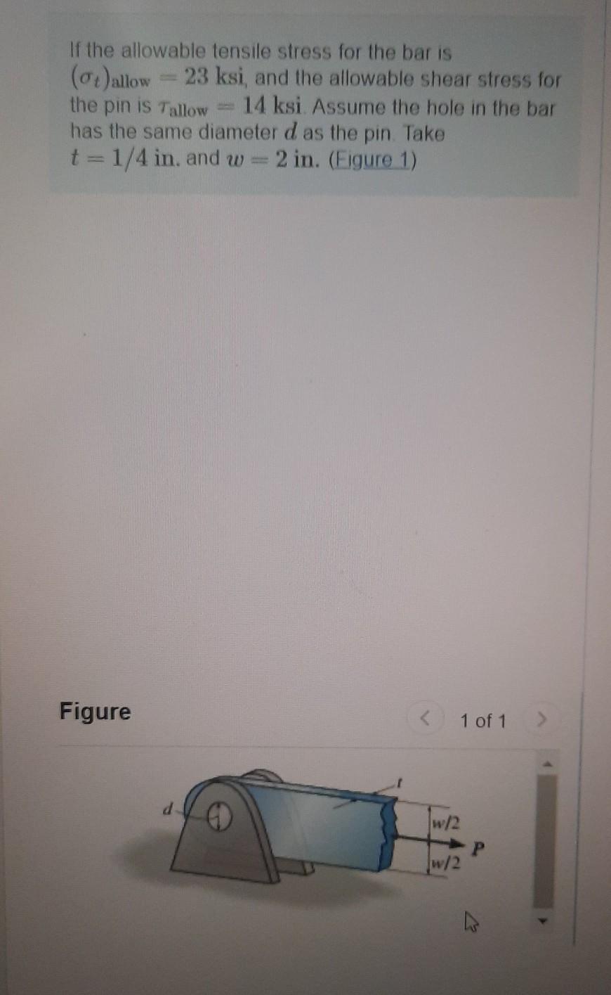 Solved If the allowable tensile stress for the bar is | Chegg.com