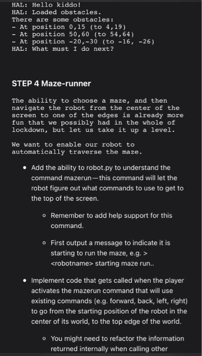 Solved STEP 1 Implement new Obstacles module Please use your | Chegg.com