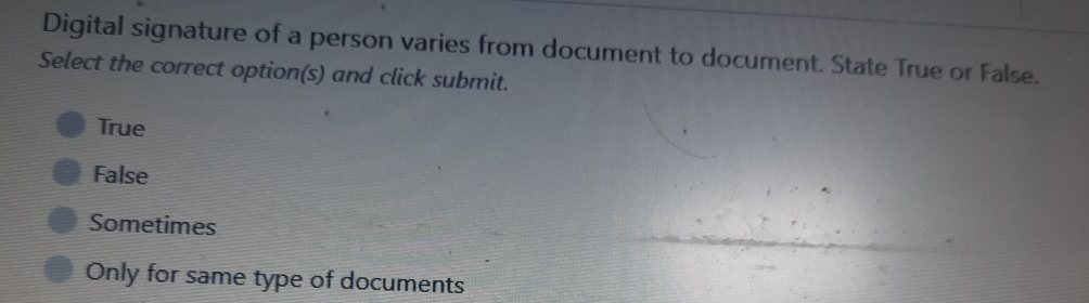Solved Digital signature of a person varies from document to | Chegg.com