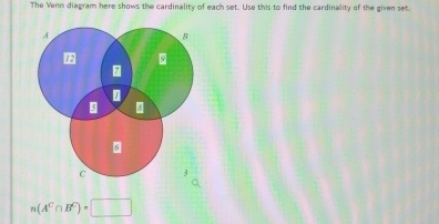 Solved The Venn diagram here shows the cardinality of each | Chegg.com