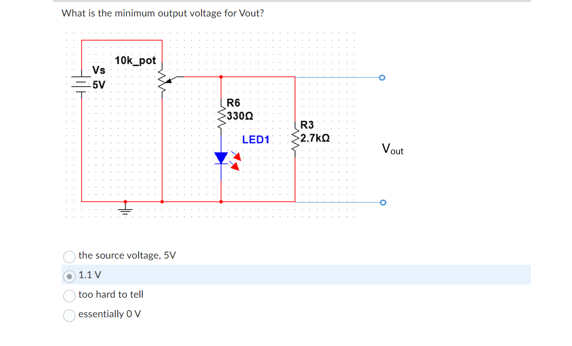 Solved What is the minimum output voltage for Vout?the | Chegg.com