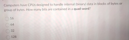 Solved Computers have CPUs designed to handle internal | Chegg.com