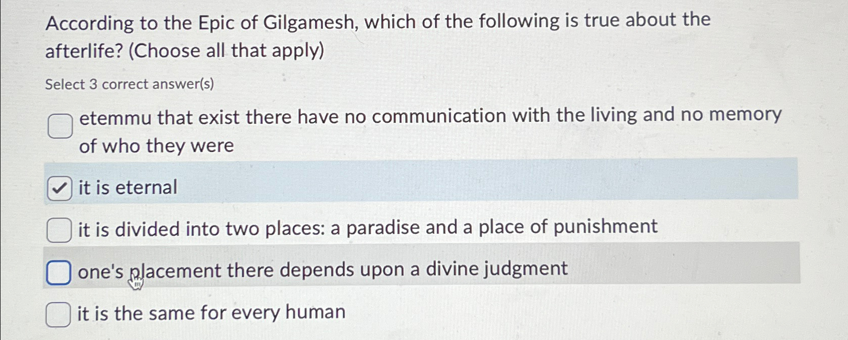 Solved According to the Epic of Gilgamesh, which of the | Chegg.com