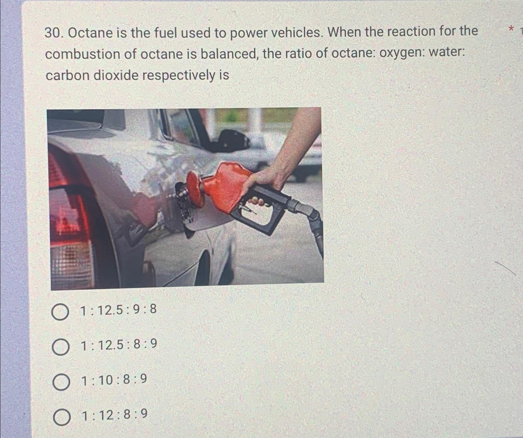 Solved Octane is the fuel used to power vehicles. When the | Chegg.com
