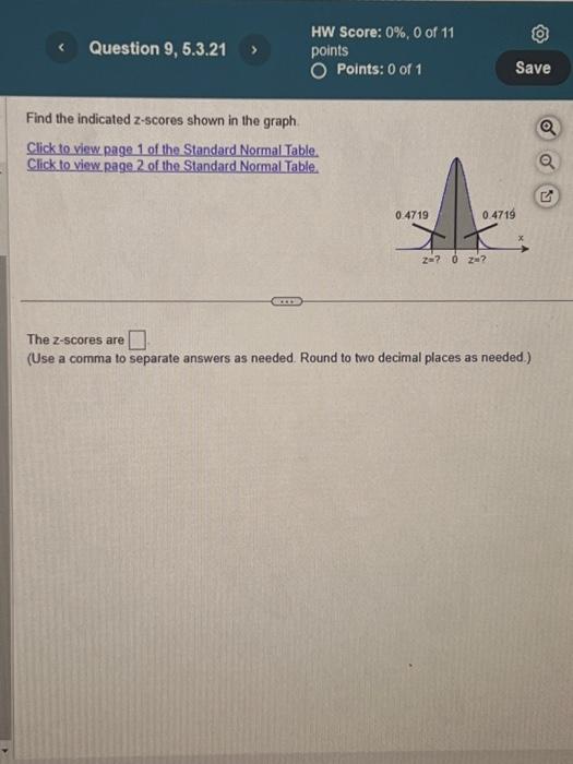 Solved Find the indicated z-scores shown in the graph. Click | Chegg.com