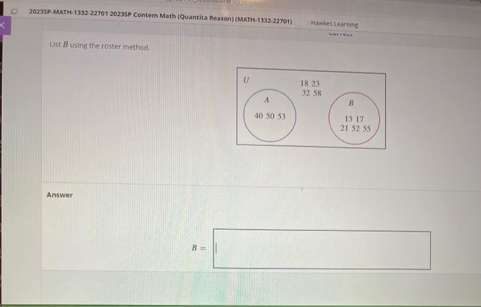 Solved List B using the roster method. | Chegg.com