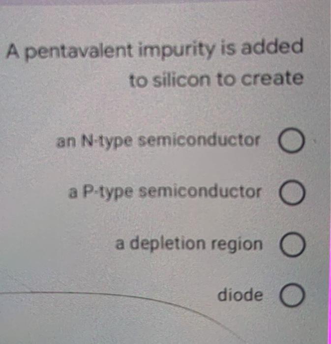 Solved A pentavalent impurity is added to silicon to create | Chegg.com