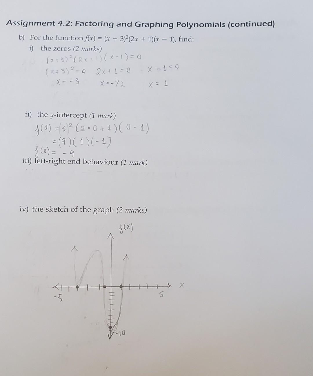 Solved Assignment 4.2: Factoring and Graphing Polynomials | Chegg.com
