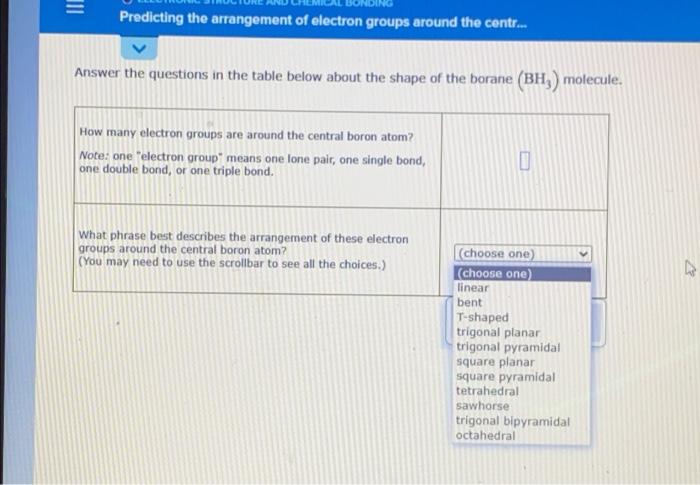 Solved Predicting The Arrangement Of Electron Groups Around