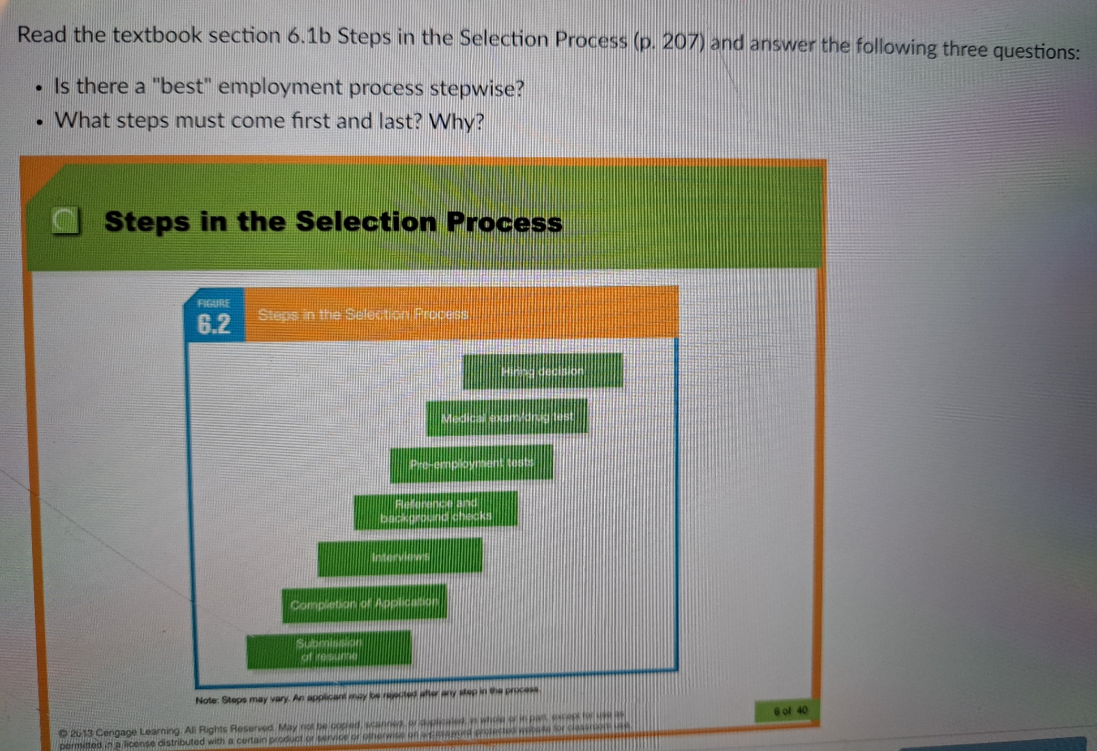 Solved Read the textbook section 6.1b Steps in the Selection | Chegg.com