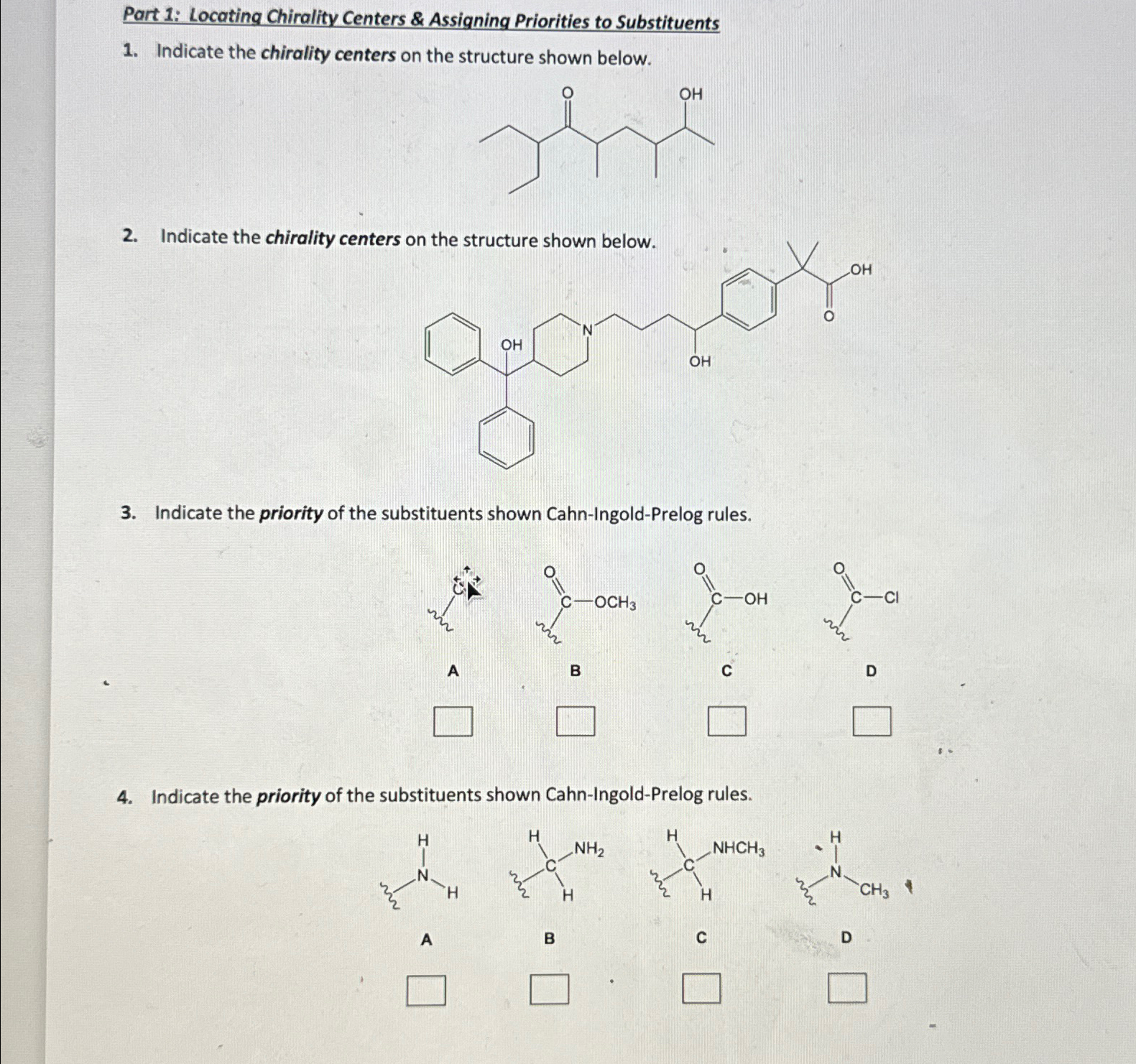 Solved Part 1: Locating Chirality Centers & Assigning | Chegg.com