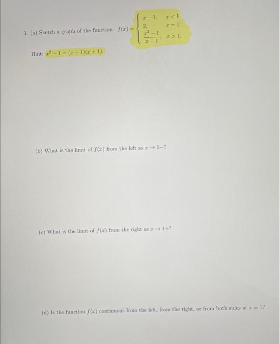 Solved 3. (a) Sketch a graph of the function | Chegg.com