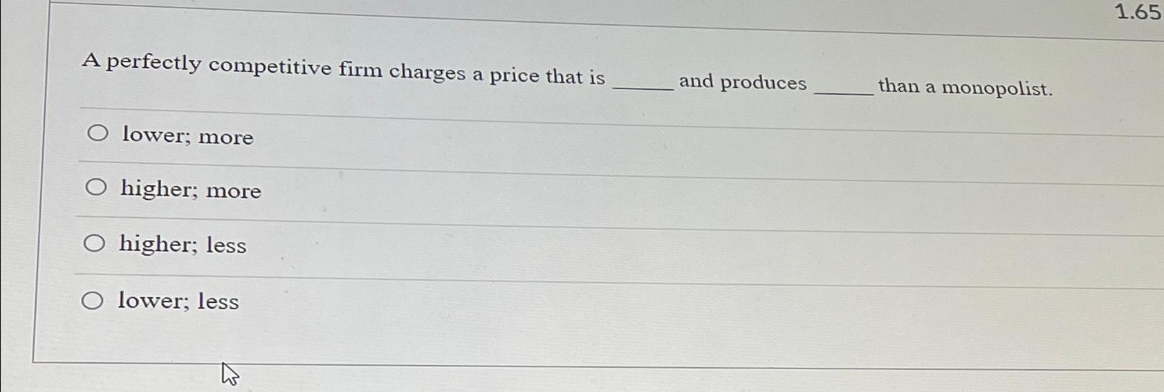 Solved A perfectly competitive firm charges a price that is | Chegg.com
