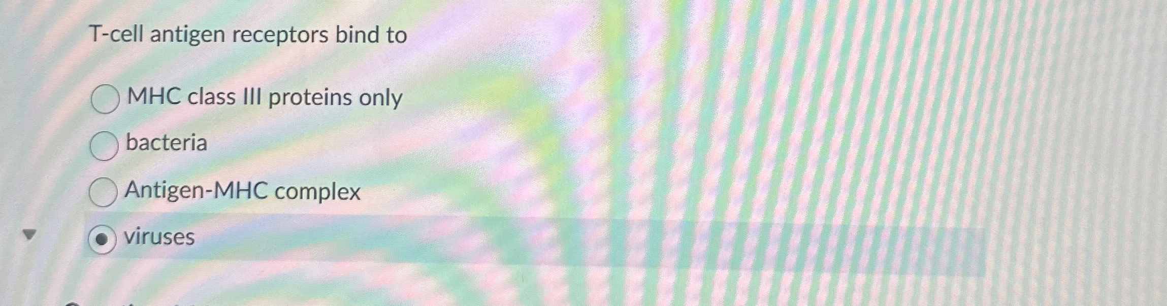 Solved T-cell antigen receptors bind toMHC class III | Chegg.com