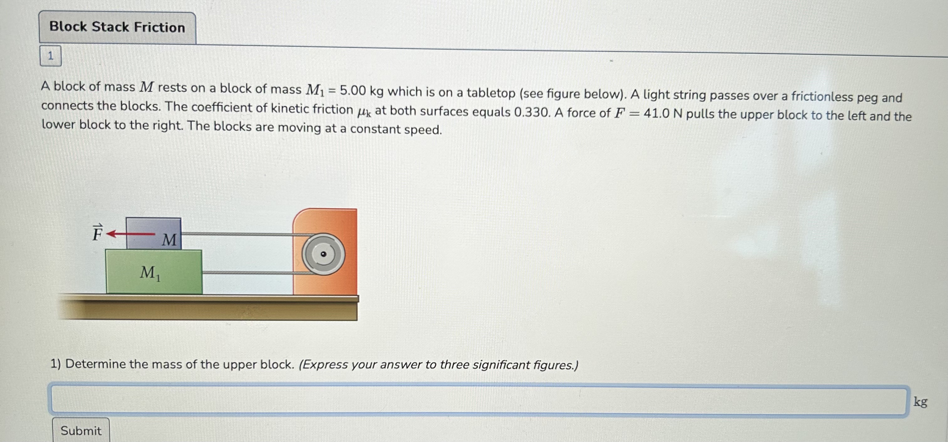 Solved Block Stack FrictionA block of mass M ﻿rests on a | Chegg.com