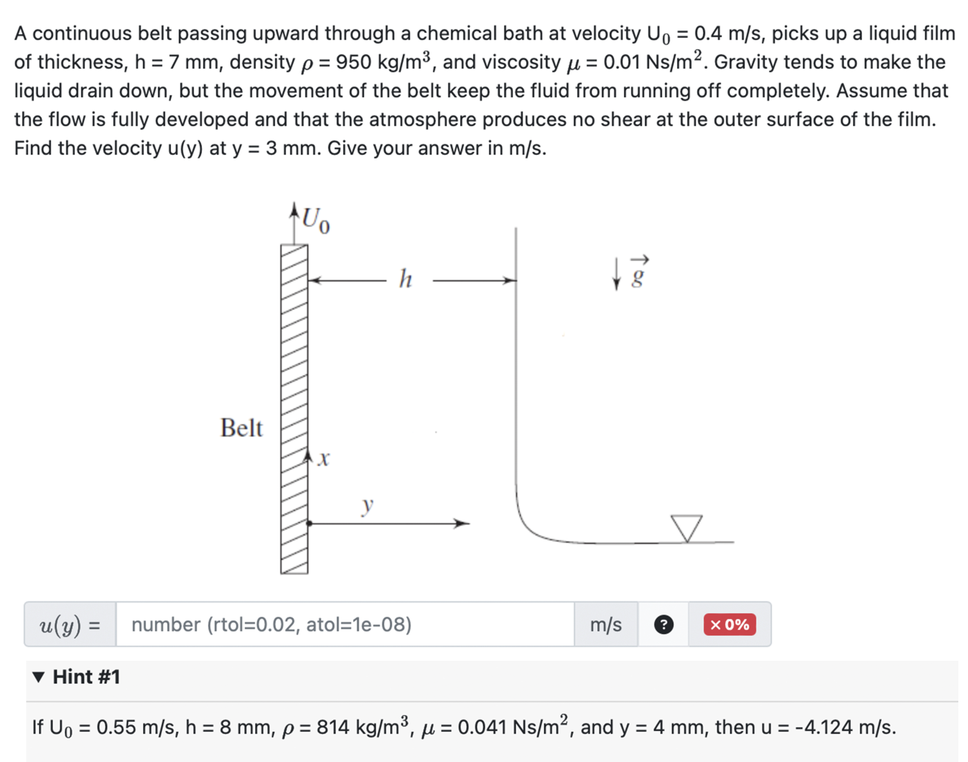 Solved A continuous belt passing upward through a chemical | Chegg.com