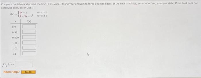 Solved Complete the table and predict the fimit, if it | Chegg.com