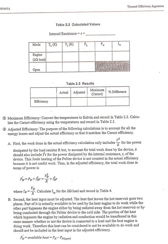 Experiment 1: Heat Engine and Temperature Difference | Chegg.com