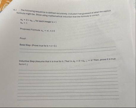 Solved 15.) ﻿The following sequence is defined recursively. | Chegg.com