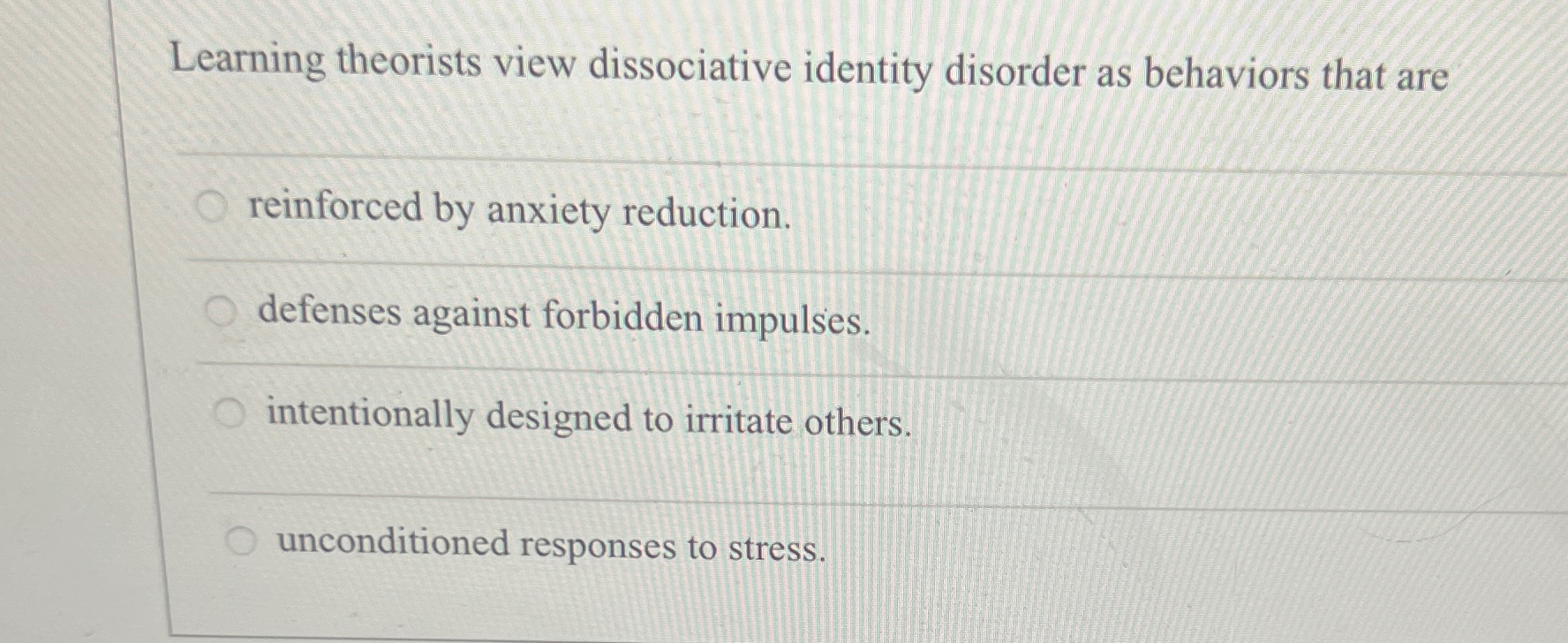 Solved Learning theorists view dissociative identity | Chegg.com