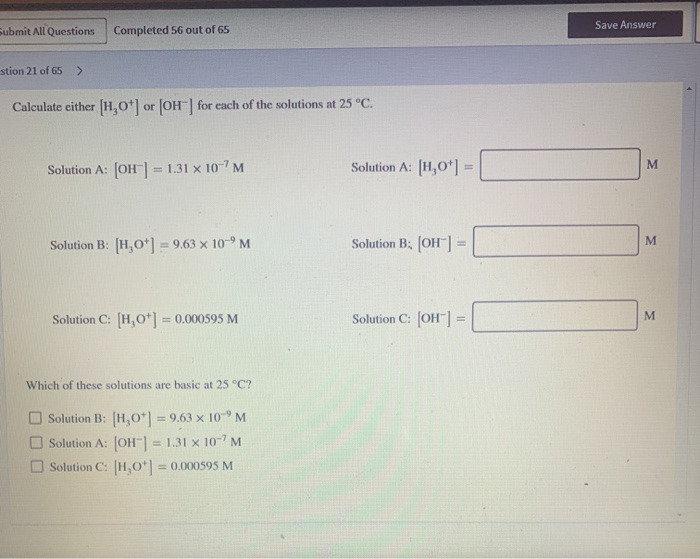 Solved Determine the concentration of OH^ - ions in an | Chegg.com