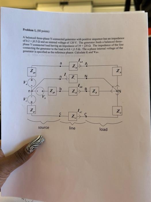 Solved Troblem 1, (80 points) A balanced three-phase | Chegg.com