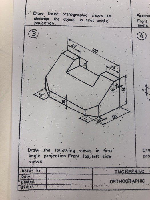 Solved Draw three orthographic views to describe the object | Chegg.com