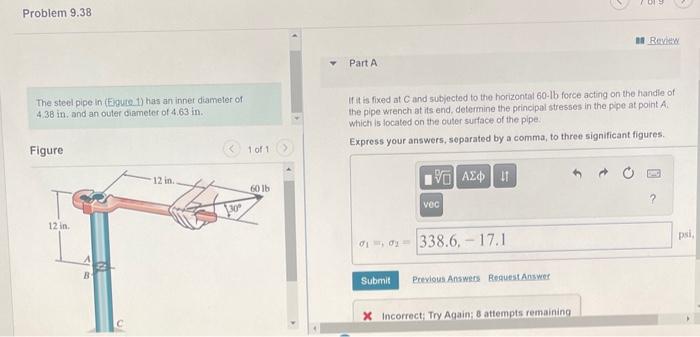 Solved The steel pipe in (fiqute 1) has an innet dtameler of | Chegg.com