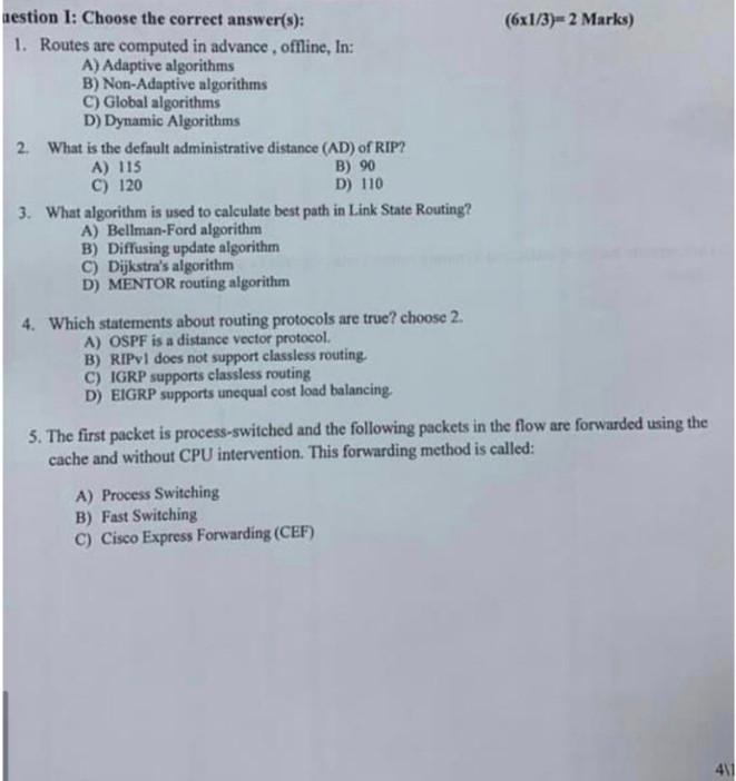 Solved Lestion I Choose The Correct Answers 6×132