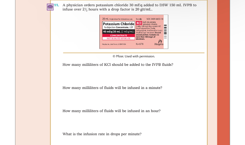 Solved A physician orders potassium chloride 30 ﻿mEq added | Chegg.com