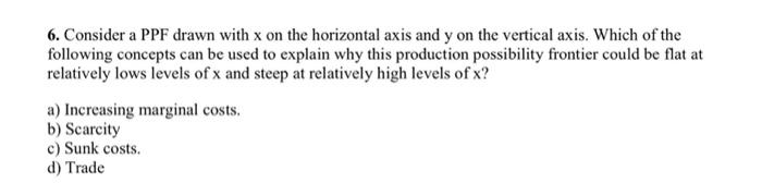 Solved 6. Consider a PPF drawn with x on the horizontal axis | Chegg.com