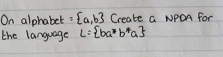 Solved On alphabet ={a,b} Create a NPDA for the language | Chegg.com