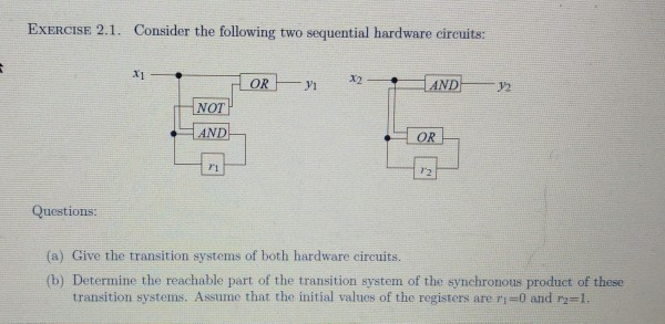 EXERCISE 2.1. Consider the following two sequential | Chegg.com