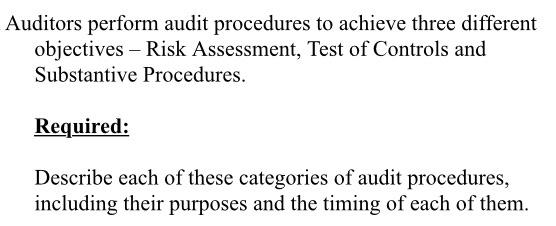 Solved Auditors perform audit procedures to achieve three | Chegg.com