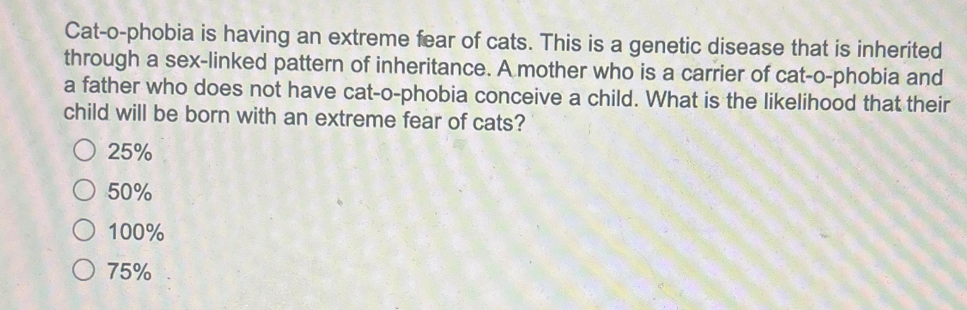 Solved Cat-o-phobia is having an extreme fear of cats. This | Chegg.com