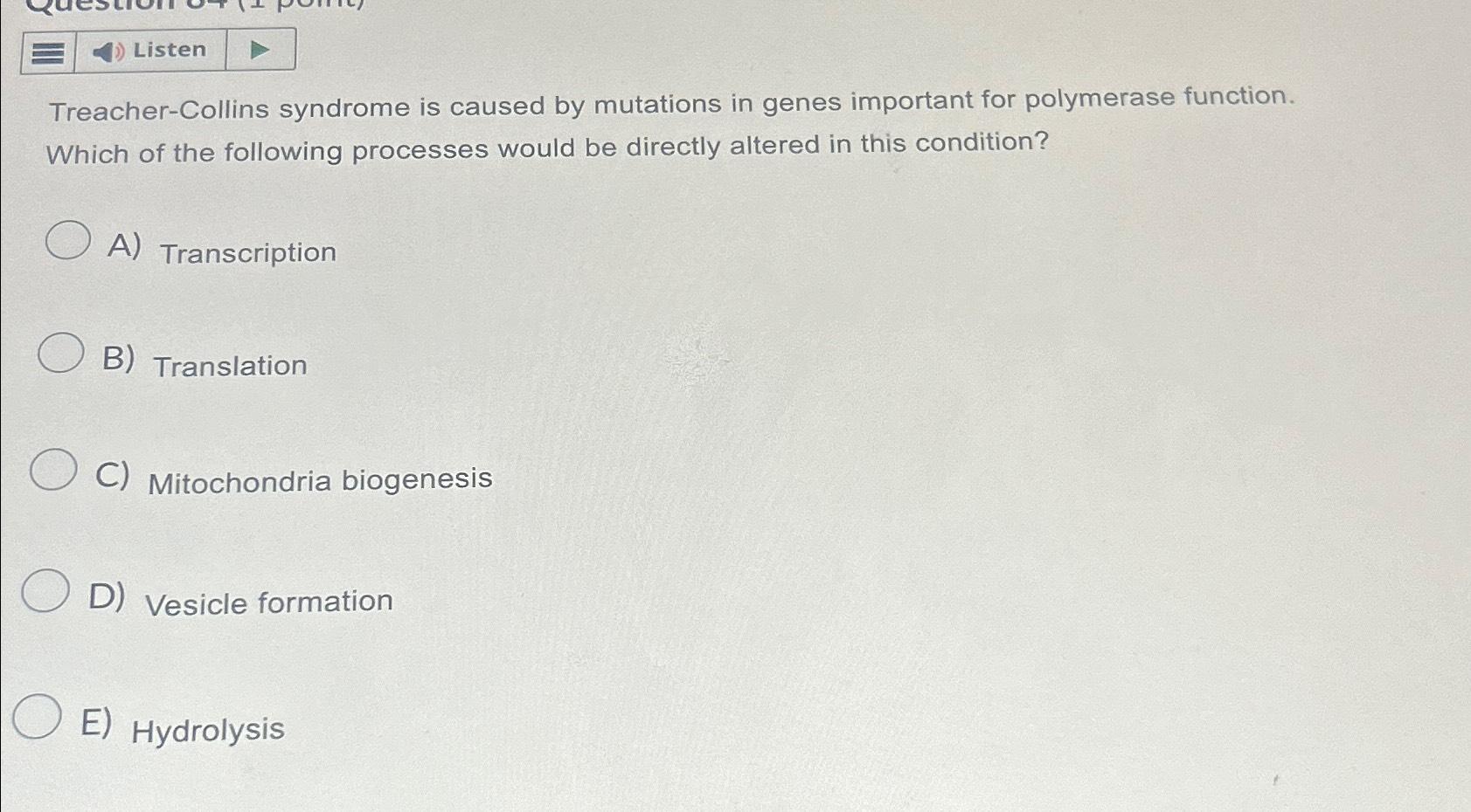 Solved Treacher-Collins syndrome is caused by mutations in | Chegg.com