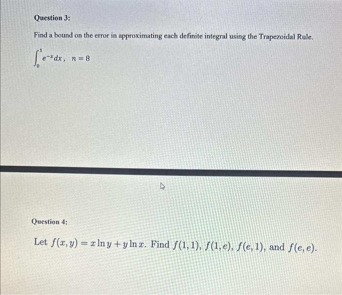 Solved Find a bound on the error in approximating each | Chegg.com