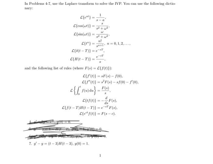 Solved In Problems 4-7, use the Laplace transform to solve | Chegg.com