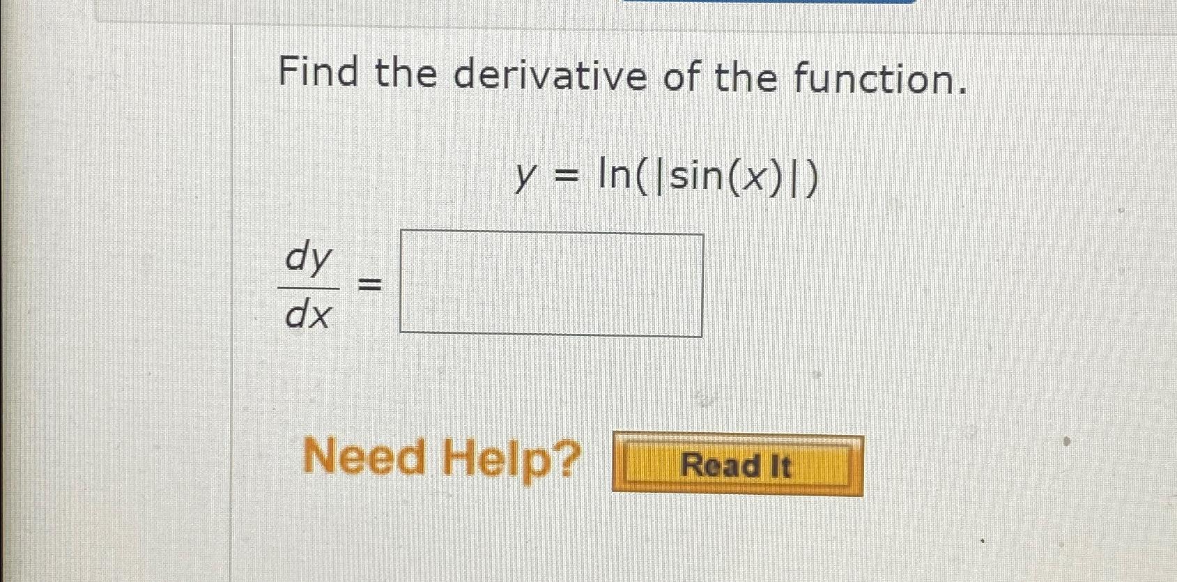 Solved Find the derivative of the | Chegg.com