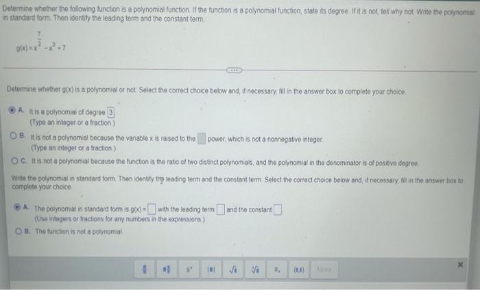 Solved Determine whether the following function is a | Chegg.com