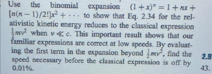 Solved Use the binomial expansion (1+x)n=1+nx+ | Chegg.com