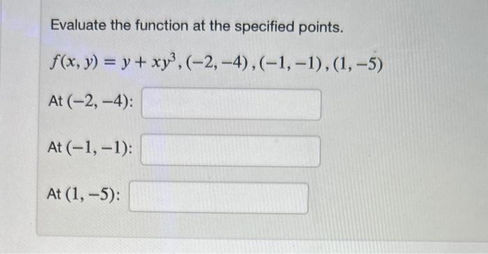 Solved Evaluate the function at the specified points. | Chegg.com