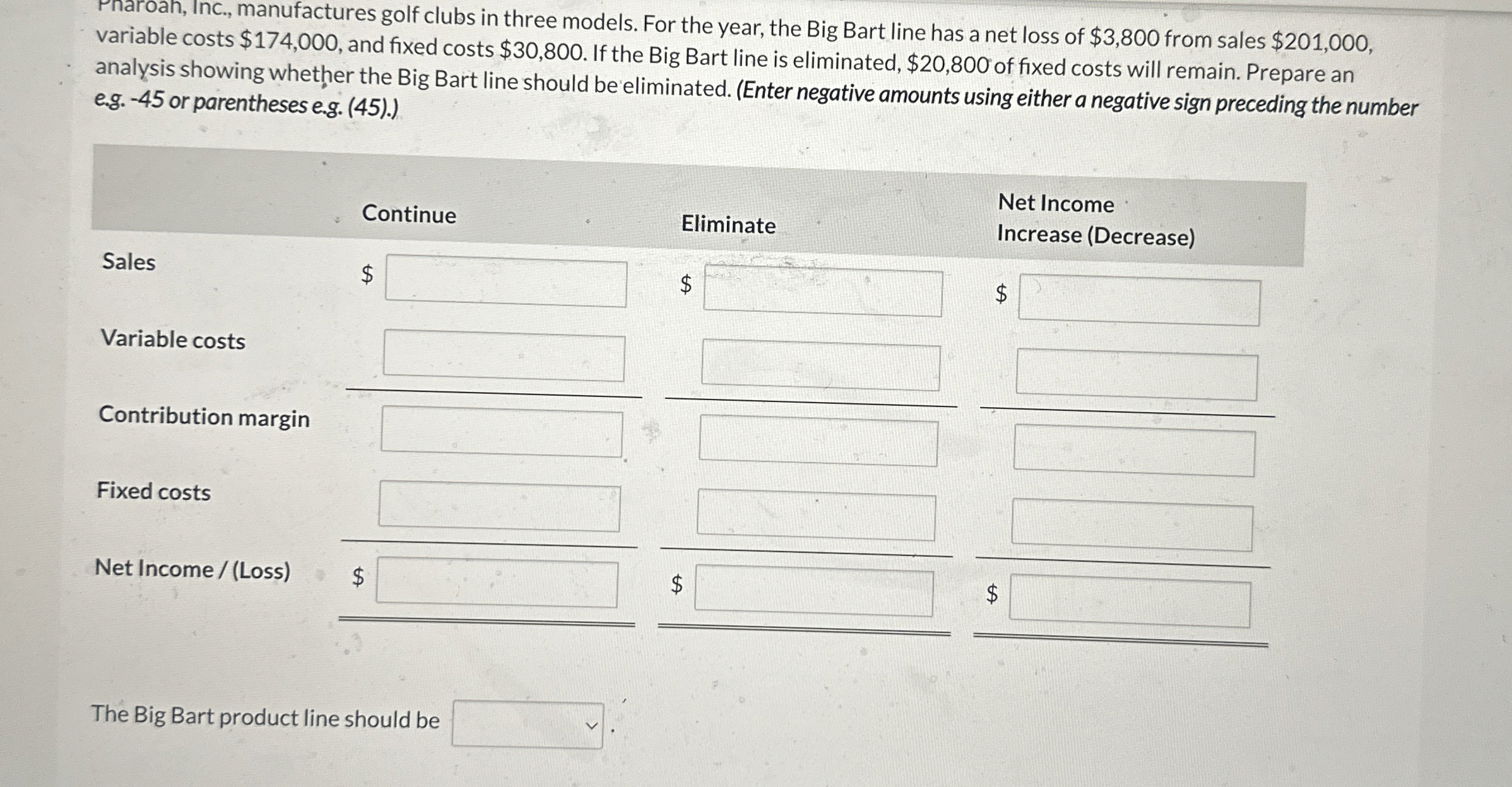 Solved variable costs $174,000, ﻿and fixed costs $30,800. | Chegg.com