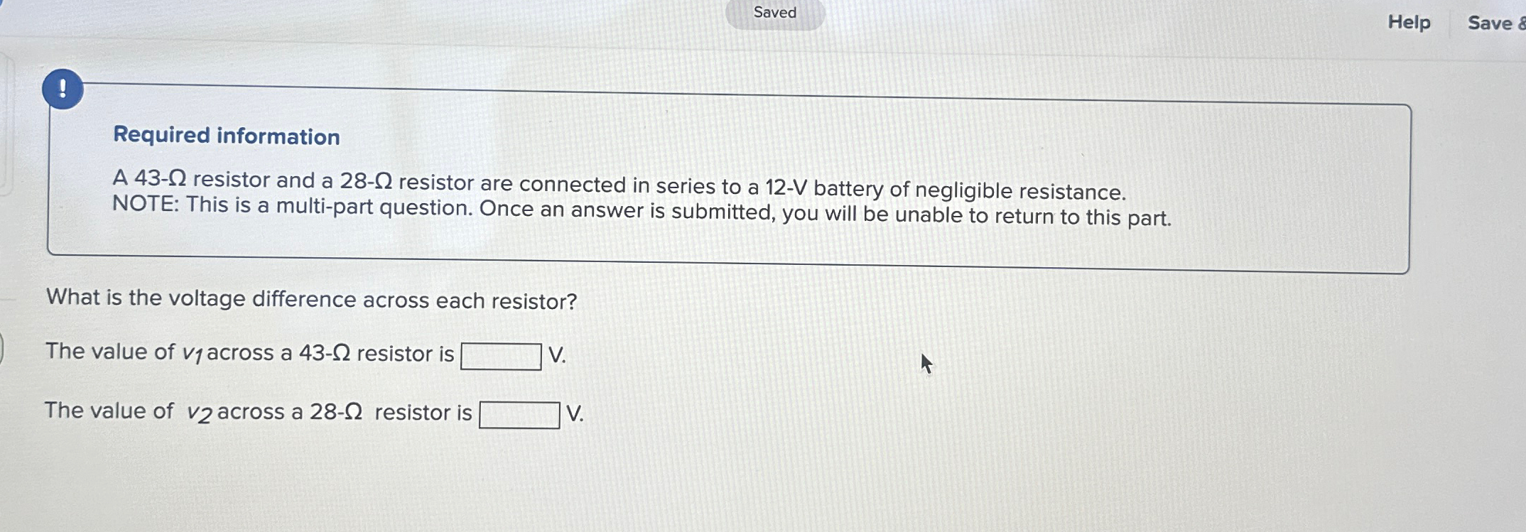 Solved HelpSave &Required informationA 43-Ω ﻿resistor and a | Chegg.com